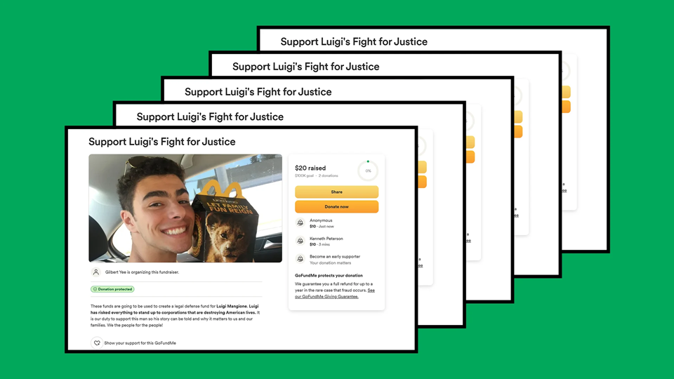 GoFundMe campaigns for suspected CEO shooter Luigi Mangione appear—and ...